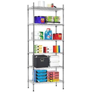 nsf wire shelf organizer 6 wire shelving unit metal storage shelves, utility commercial grade heavy duty height adjustable leveling feet steel layer shelf rack 1500 lbs capacity-14x24x60,chrome