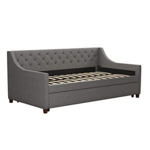 novogratz her majesty upholstered daybed and trundle, twin over twin, grey linen