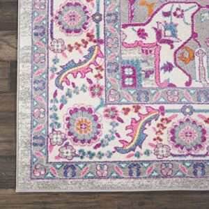 Nourison Passion Bohemian Light Grey/Pink 8' X 10' Area-Rug, Easy-Cleaning, Non Shedding, Bed Room, Living Room, Dining Room, Kitchen (8x10)