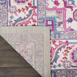 Nourison Passion Bohemian Light Grey/Pink 8' X 10' Area-Rug, Easy-Cleaning, Non Shedding, Bed Room, Living Room, Dining Room, Kitchen (8x10)