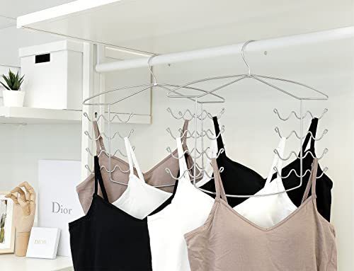 CAXXA 2 PK - Chrome Women's Bra Sport Tank Camisole Top Swim Suit Strap Dress Hanger Closet Organizer