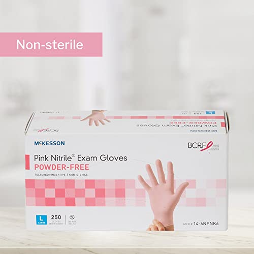 McKesson Pink Nitrile Exam Gloves - Powder-Free, Latex-Free, Ambidextrous, Textured Fingertips, Non-Sterile - Size Small, 250 Count, 1 Box