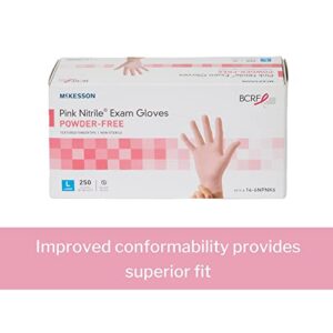 McKesson Pink Nitrile Exam Gloves - Powder-Free, Latex-Free, Ambidextrous, Textured Fingertips, Non-Sterile - Size Small, 250 Count, 1 Box