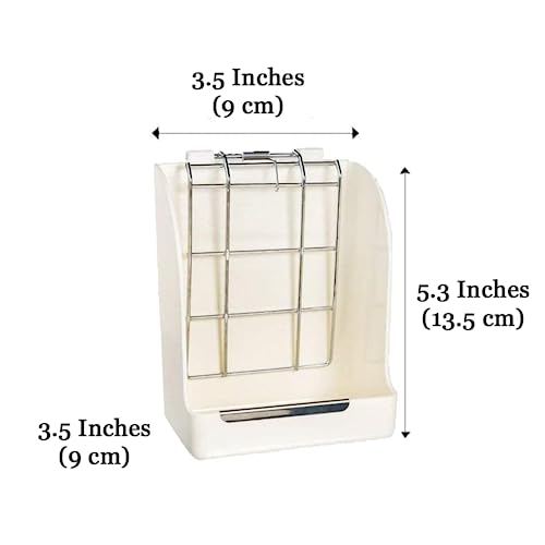 SunGrow Hay Feeder for Rabbits, Hamster, Chinchilla, Indoor Food Dispenser, No Mess Hay Rack Manger for Small Animals, Hanging Alfalfa and Timothy Hay Dispenser, Guinea Pig Cage Accessories, White