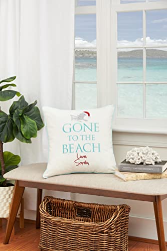 C&F Home Gone to The Beach Love Santa Pillow Winter Xmas Christmas Decor Decoration Embroidered Throw Pillow for Couch Chair Living Room Bedroom 18 x 18 White