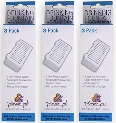 Pioneer Pet 3 Pack of T-Shaped Filter for Food, Water and Serene Fountain