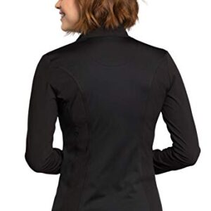 Cherokee Statement Women Warm Up Scrubs Jacket Zip Front CK365, M, Black