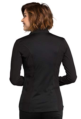 Cherokee Statement Women Warm Up Scrubs Jacket Zip Front CK365, M, Black