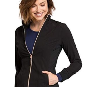 Cherokee Statement Women Warm Up Scrubs Jacket Zip Front CK365, M, Black