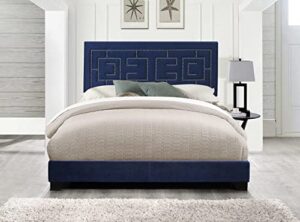 acme ishiko iii queen bed - - dark blue velvet