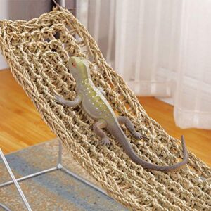 Reptile Lizard Lounger Bearded Dragon Hammock,100% Natural Grass Fibers Hammock Bed for Anoles, Bearded Dragons, Geckos, Iguanas, and Hermit Crabs