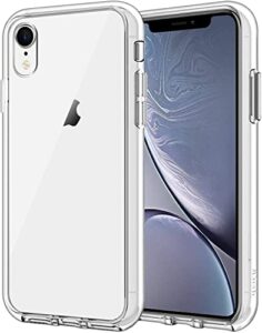 jetech case for iphone xr 6.1-inch, non-yellowing shockproof phone bumper cover, anti-scratch clear back (clear)