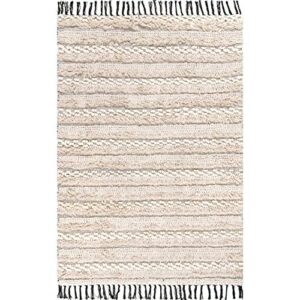 nuLOOM Emerita Tassel Shag Area Rug, 3' x 5', Beige