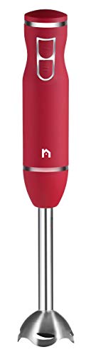 New House Kitchen Immersion Hand Blender 2 Speed Stick Mixer with Stainless Steel Shaft & Blade 300 Watts Easily Food, Mixes Sauces, Purees Soups, Smoothies, and Dips, Red