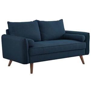 modway revive contemporary modern fabric upholstered loveseat in azure