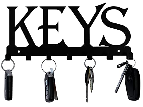 HeavenlyKraft Keys Black Metal Wall Mounted Key Holder Self Adhesive Hooks Keychain Holder Keychain Hanger Metal Key Holder self Adhesive Key Holder for Wall 27 X 11 X 3 cm