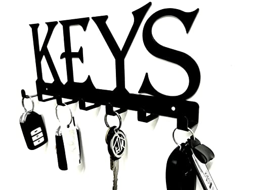 HeavenlyKraft Keys Black Metal Wall Mounted Key Holder Self Adhesive Hooks Keychain Holder Keychain Hanger Metal Key Holder self Adhesive Key Holder for Wall 27 X 11 X 3 cm