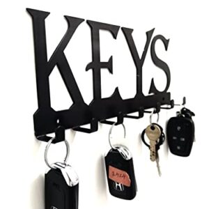 HeavenlyKraft Keys Black Metal Wall Mounted Key Holder Self Adhesive Hooks Keychain Holder Keychain Hanger Metal Key Holder self Adhesive Key Holder for Wall 27 X 11 X 3 cm