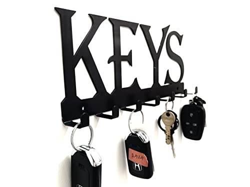 HeavenlyKraft Keys Black Metal Wall Mounted Key Holder Self Adhesive Hooks Keychain Holder Keychain Hanger Metal Key Holder self Adhesive Key Holder for Wall 27 X 11 X 3 cm