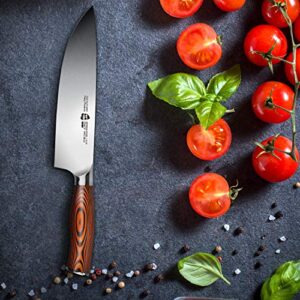 TUO Chef Knife Kitchen Knives Chefs Knife, High Carbon German Stainless Steel Cutlery Rust Resistant, Pakkawood Handle Luxurious Gift Box 8 inch Chopper Fiery Phoenix Series