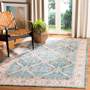 safavieh saffron collection 3' x 5' navy / cream sfn514n handmade boho chic distressed cotton area rug