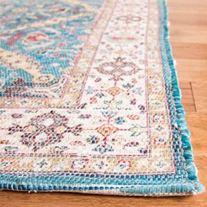 SAFAVIEH Saffron Collection 3' x 5' Navy / Cream SFN514N Handmade Boho Chic Distressed Cotton Area Rug