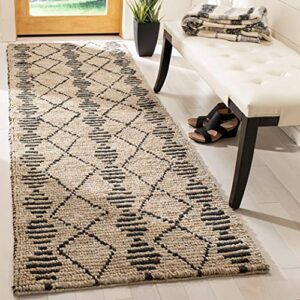 safavieh bohemian collection 2'6" x 8' beige / black boh703z handmade moroccan tribal jute runner rug