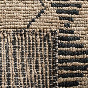 SAFAVIEH Bohemian Collection 2'6" x 8' Beige / Black BOH703Z Handmade Moroccan Tribal Jute Runner Rug