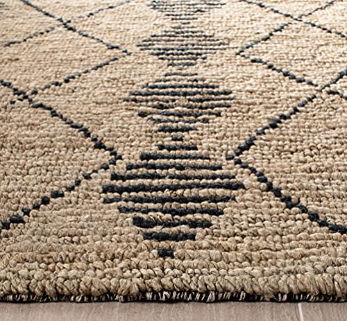 SAFAVIEH Bohemian Collection 2'6" x 8' Beige / Black BOH703Z Handmade Moroccan Tribal Jute Runner Rug