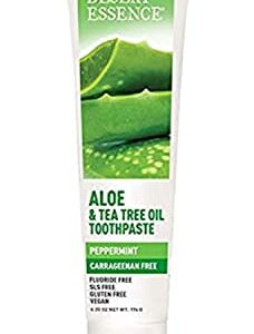 Desert Essence Aloe & Tea Tree Oil Toothpaste - Peppermint - 6.25 Oz - Ideal For Sensitive Teeth & Gums - Complete Oral Care - Aloe - Tea Tree Oil - Baking Soda - Refreshes Breathe - Carrageenan Free