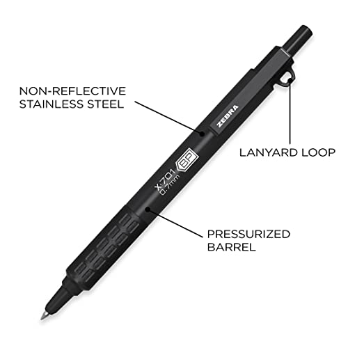 Zebra Pen X-701 Stainless Steel Ballpoint Pen Refill, Fine Point, 0.7mm, Black Ink, 2-Pack