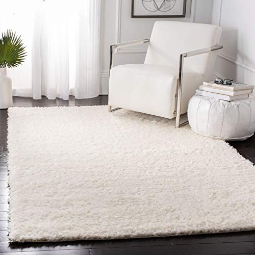 SAFAVIEH Madrid Shag Collection 6'7" Round Blush MDG256U Solid Non-Shedding Living Room Bedroom Dining Room Entryway Plush 1.6-inch Thick Area Rug