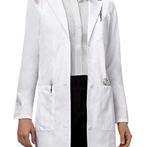 VOGRYE Professional Lab Coat for Women Men Long Sleeve, White, Unisex (Small, White)