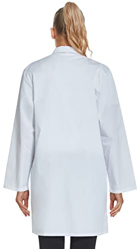 VOGRYE Professional Lab Coat for Women Men Long Sleeve, White, Unisex (Small, White)