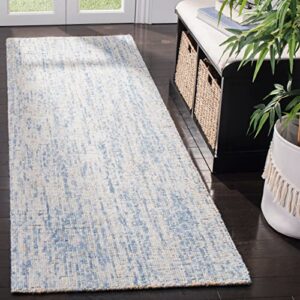 SAFAVIEH Abstract Collection Area Rug - 9' x 12', Dark Blue & Rust, Handmade Wool, Ideal for High Traffic Areas in Living Room, Bedroom (ABT468C)