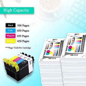 HIINK Remanufactured Ink Cartridge Replacement for Epson 220 Ink High Yield use with Epson XP-320 XP-420 XP-424 WF-2630 WF-2650 WF-2660 WF-2750 WF-2760(Black Cyan Magenta Yellow, 4 Pack)