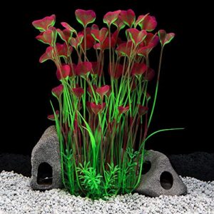 qumy large aquarium plants artificial plastic fish tank plants decoration ornament for all fish (a-red)