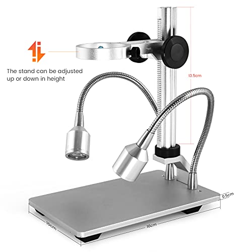 Andonstar AD106S USB Digital Microscope with 4.3 inch LCD Screen, 200X for Circuit Board Soldering, Coin Microscope Camera with 8 Adjustable LED Lights, Metal Stand, Windows Compatible