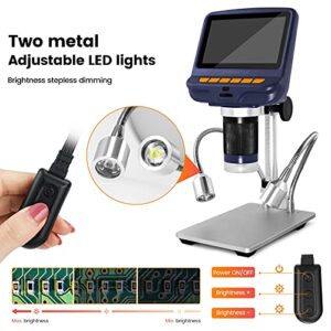 Andonstar AD106S USB Digital Microscope with 4.3 inch LCD Screen, 200X for Circuit Board Soldering, Coin Microscope Camera with 8 Adjustable LED Lights, Metal Stand, Windows Compatible