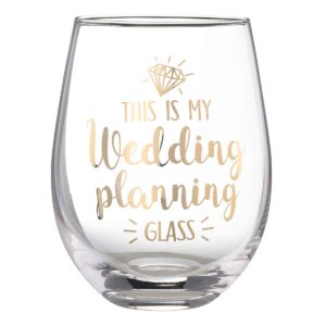 lillian rose wedding planning stemless wine glass, 1 count (pack of 1), clear