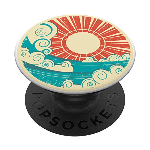 Vintage Sun & Ocean Surf Waves - Beach Bum PopSockets PopGrip: Swappable Grip for Phones & Tablets