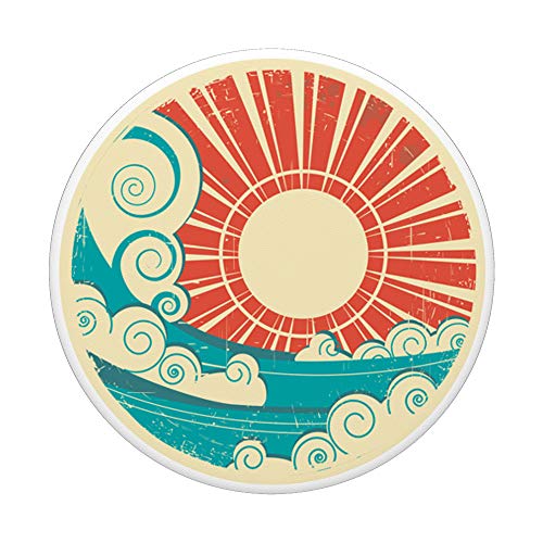 Vintage Sun & Ocean Surf Waves - Beach Bum PopSockets PopGrip: Swappable Grip for Phones & Tablets