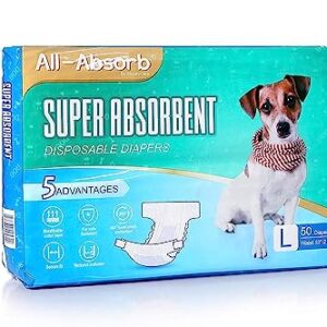 HONEY CARE All-Absorb Disposable Female Dog Diapers L Size, Improved Bigger Size, 22 Count, Super Absorbent, Breathable, Wetness Indicator