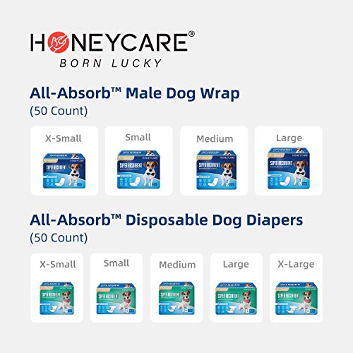 HONEY CARE All-Absorb Disposable Female Dog Diapers L Size, Improved Bigger Size, 22 Count, Super Absorbent, Breathable, Wetness Indicator