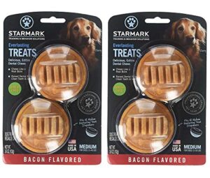 starmark, everlasting bacon dog dental chew, medium, pack of 2