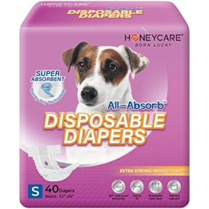 honey care all-absorb disposable female dog diapers small size, improved, 40 count, super absorbent, breathable, wetness indicator