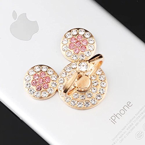 Universal 360 Rotating Finger Ring Stand Holder for Cell Phone iPhone iPad or Tablet - Crystal Mouse (Pink)