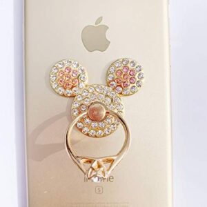 Universal 360 Rotating Finger Ring Stand Holder for Cell Phone iPhone iPad or Tablet - Crystal Mouse (Pink)