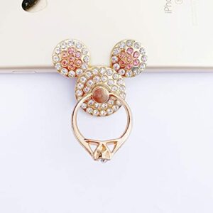 Universal 360 Rotating Finger Ring Stand Holder for Cell Phone iPhone iPad or Tablet - Crystal Mouse (Pink)