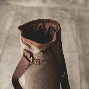 LEGACY - a Picnic Time brand Waxed Canvas Wine Tote, Insulated Growler and Bottle Carrier, (Khaki Green)